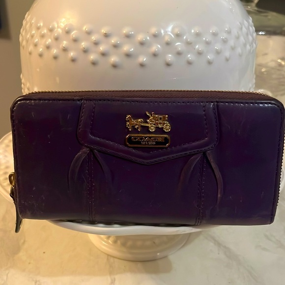Coach | Bags | Purple Leather Coach Long Wallet | Poshmark
